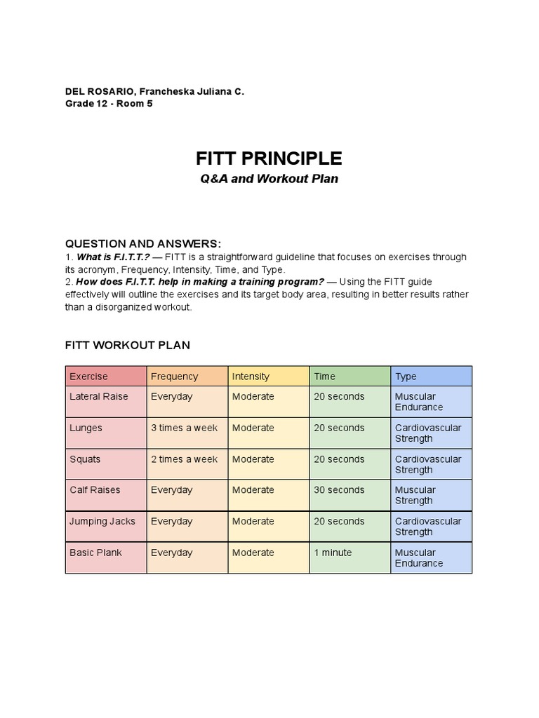 (PE) FITT Workout Plan | PDF