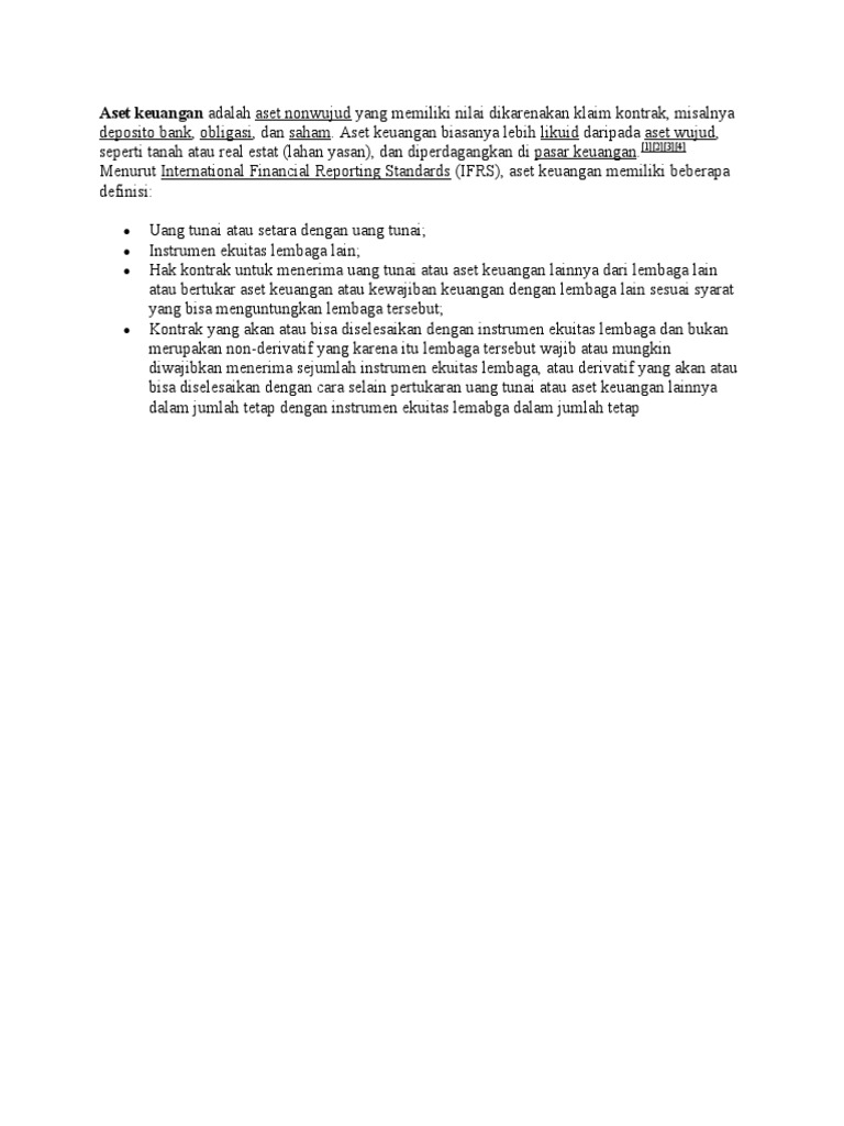 Pengertian dan Contoh Aset Keuangan | PDF