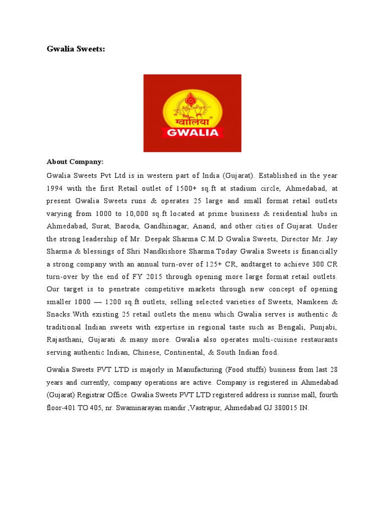 Gwalia Sweets | Download Free PDF | Gujarat | Retail