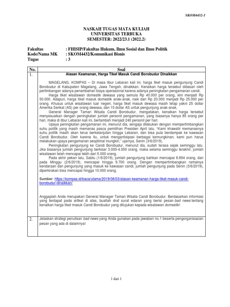 Soal Skom4432 tmk3 1 | PDF