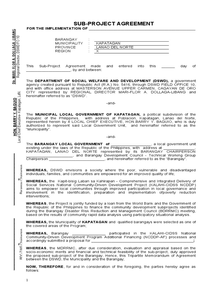 5 Sub-Project Agreement | PDF | Economies
