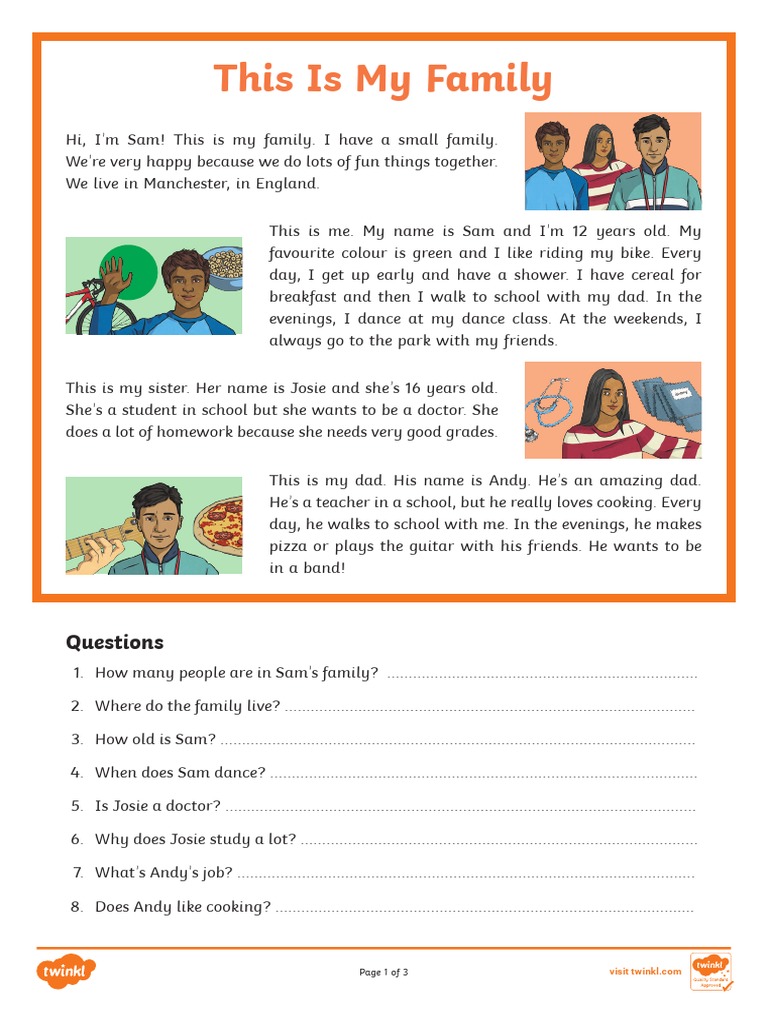 T MFL 246 This Is My Family Beginner Level Reading and Writing - Ver ...