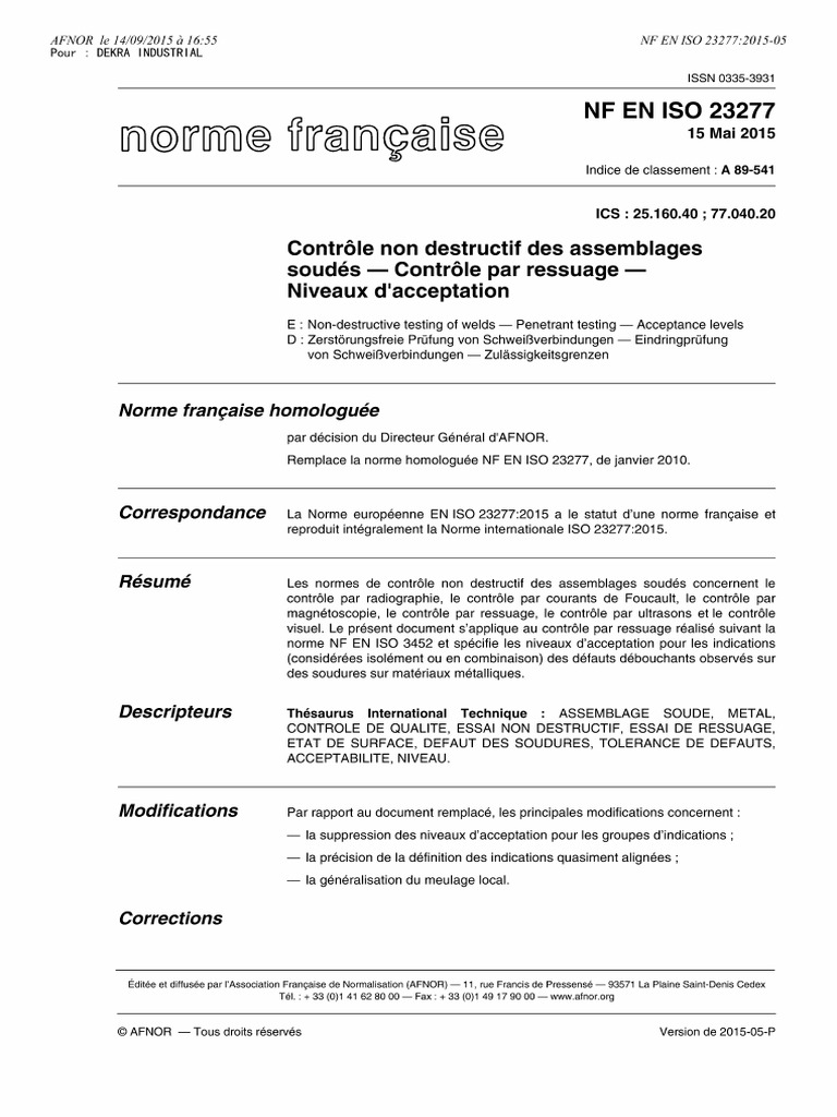 NF en Iso 23277 | PDF