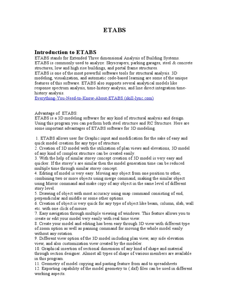 Introduction To ETABS | PDF