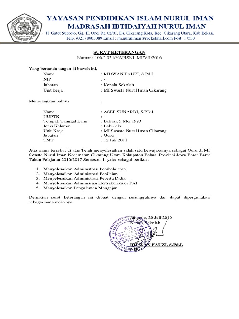 Surat Keterangan Administrasi | PDF