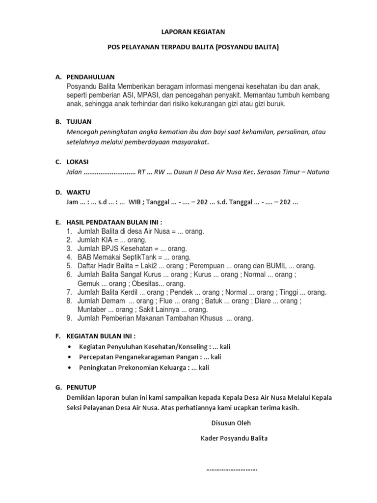 Laporan Kegiatan Tpk Pdf