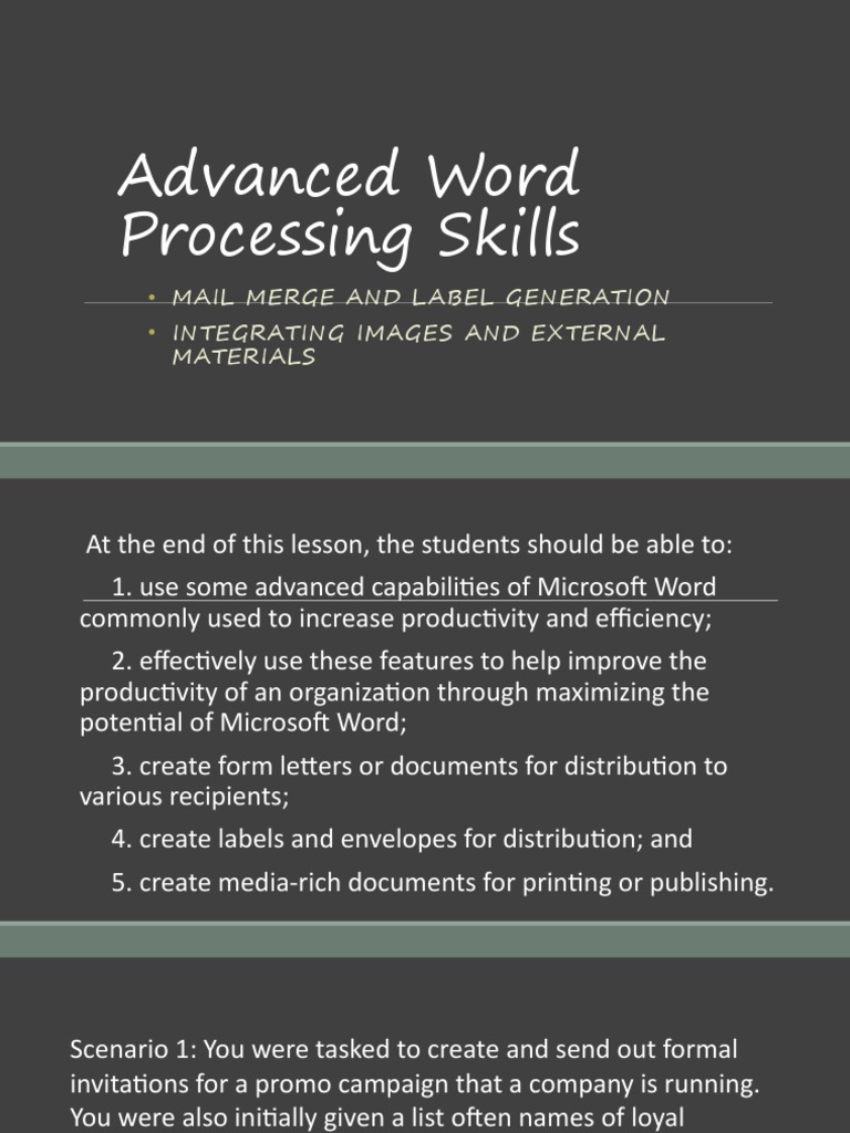 Advanced Word Processing Skills | PDF | Screenshot | Computing