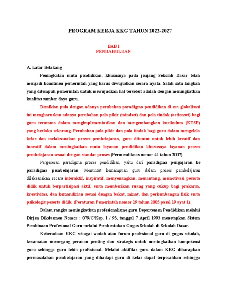 Program Kerja Gugus Sekolah | PDF