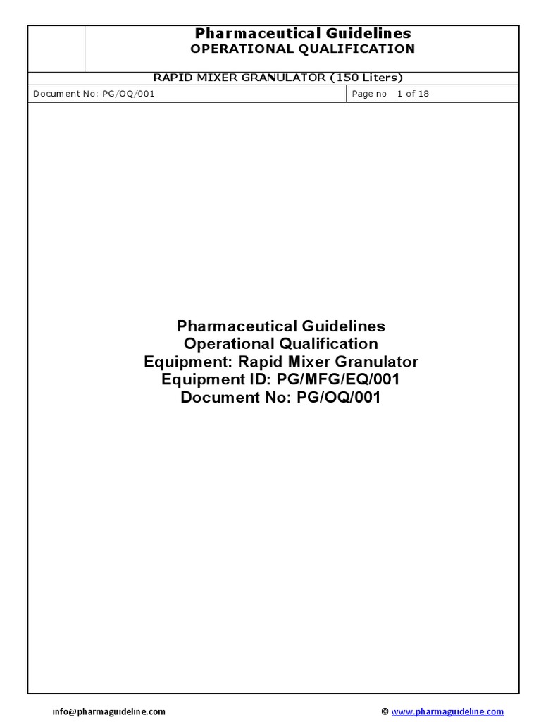 Operational Qualification Sample Protocol | PDF