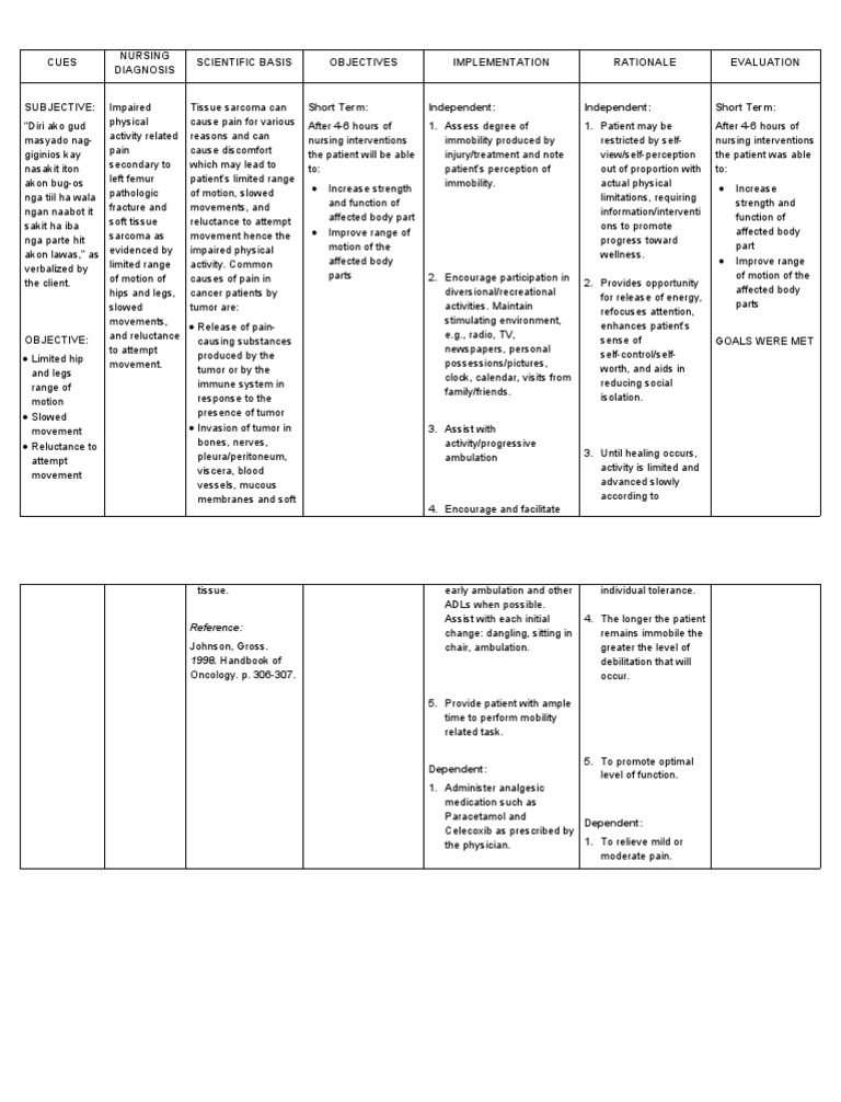 MAHILOM NCP risk for fall | PDF | Pain | Sarcoma
