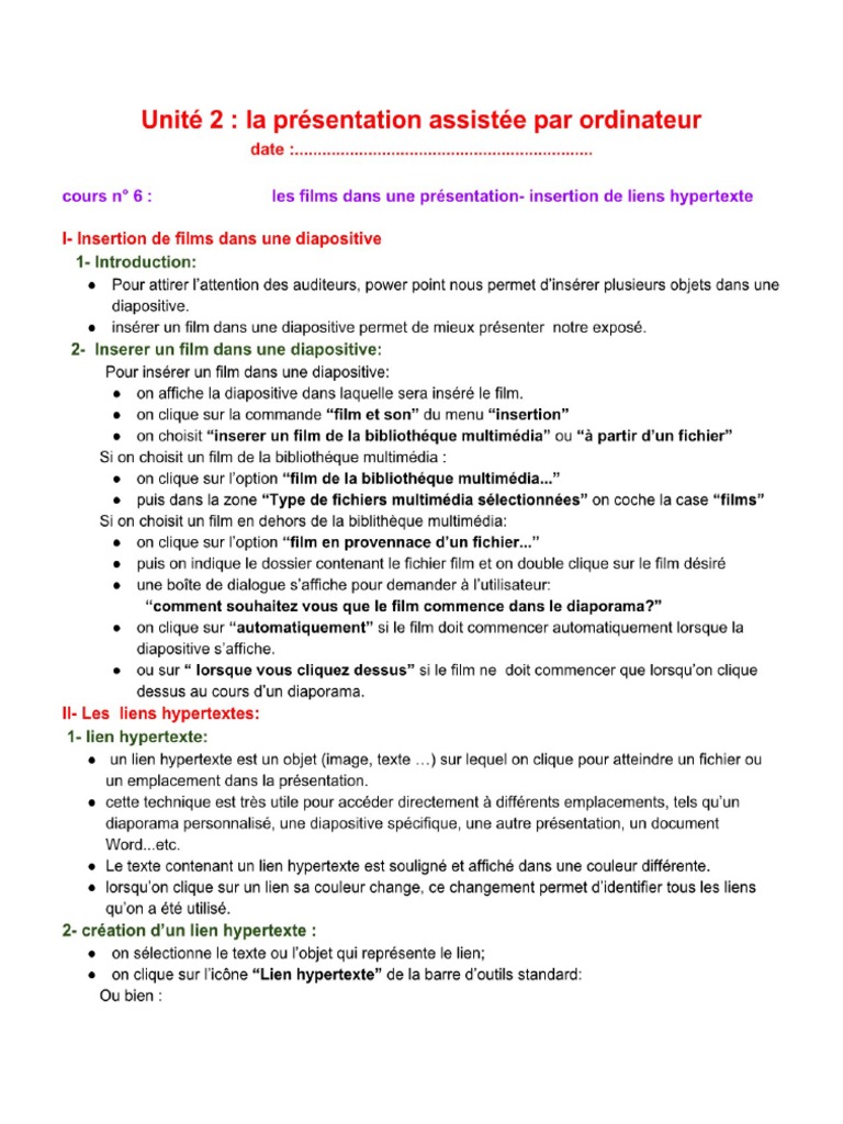6 Les Films Dans Une Presentation Insertion de Liens Hypertexte | PDF
