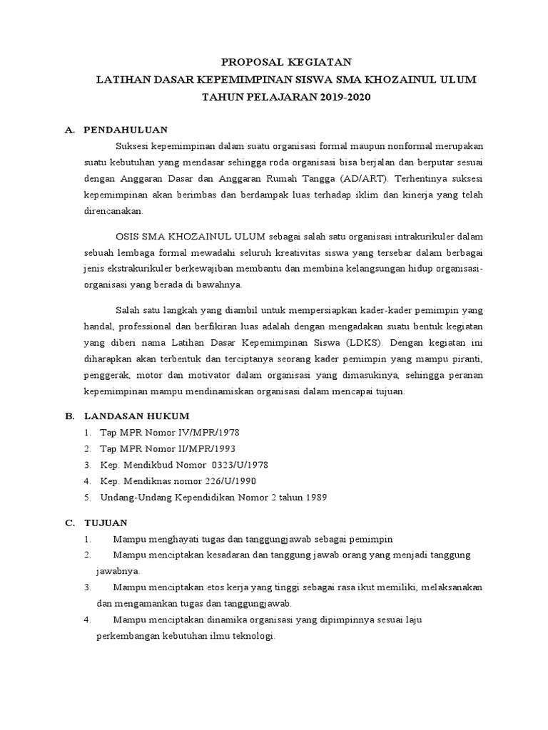 Proposal LDKS SMA 2021-2022 | PDF