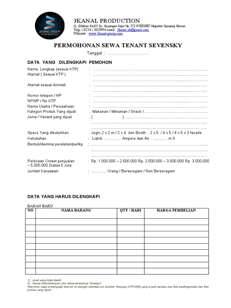 Formulir Dan Tata Tertib Tenant | PDF