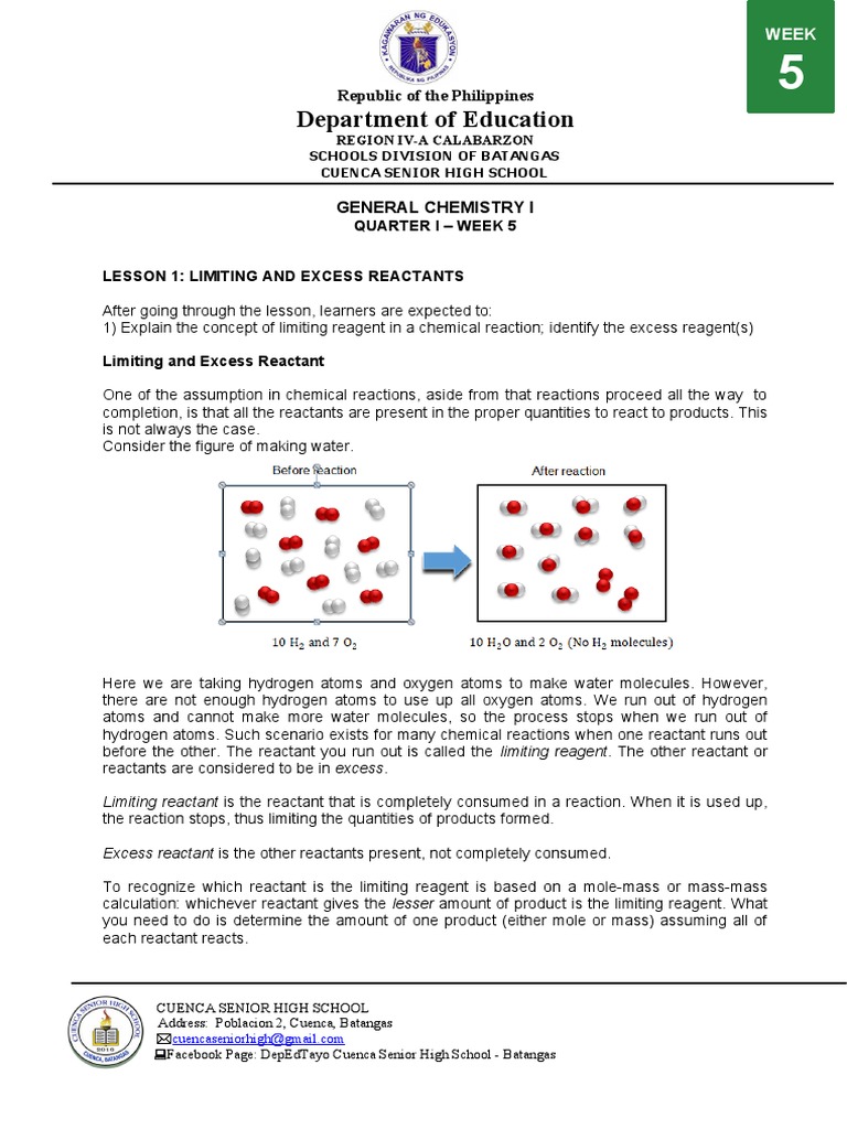 Q1 - GC1 - Week 5 | PDF | Mole (Unit) | Chemical Reactions