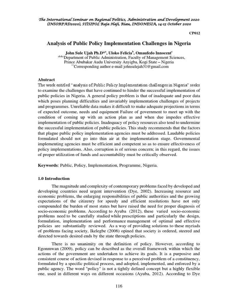 Analysis of Public Policy Implementation | PDF | Policy | Goal
