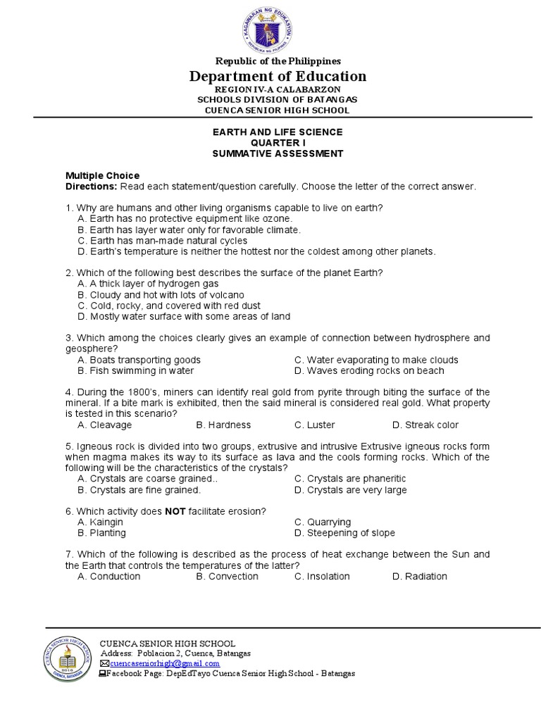 Q1 Els Summative | PDF