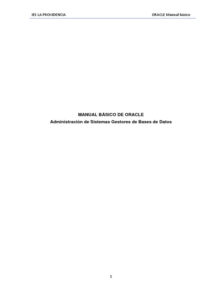 Manual Básico De Oracle Pdf