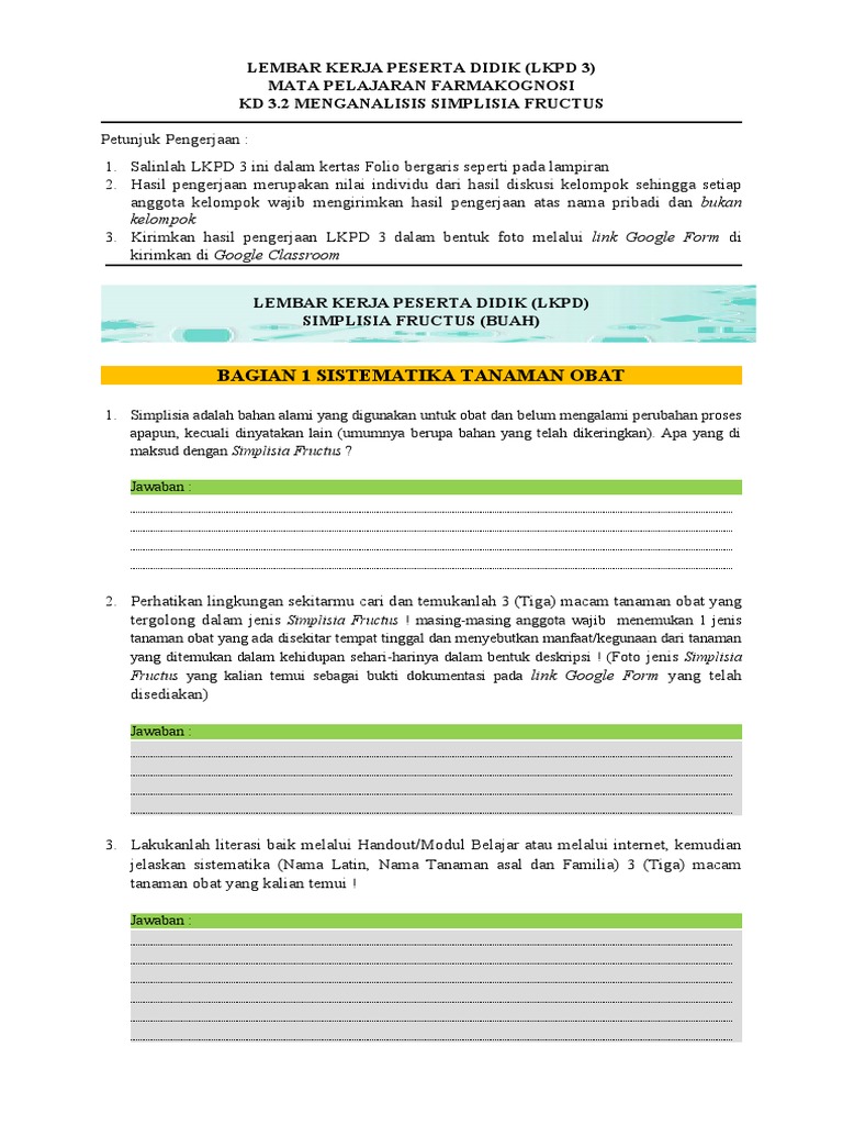 LKPD Tanaman Obat: Simplisia Fructus | PDF