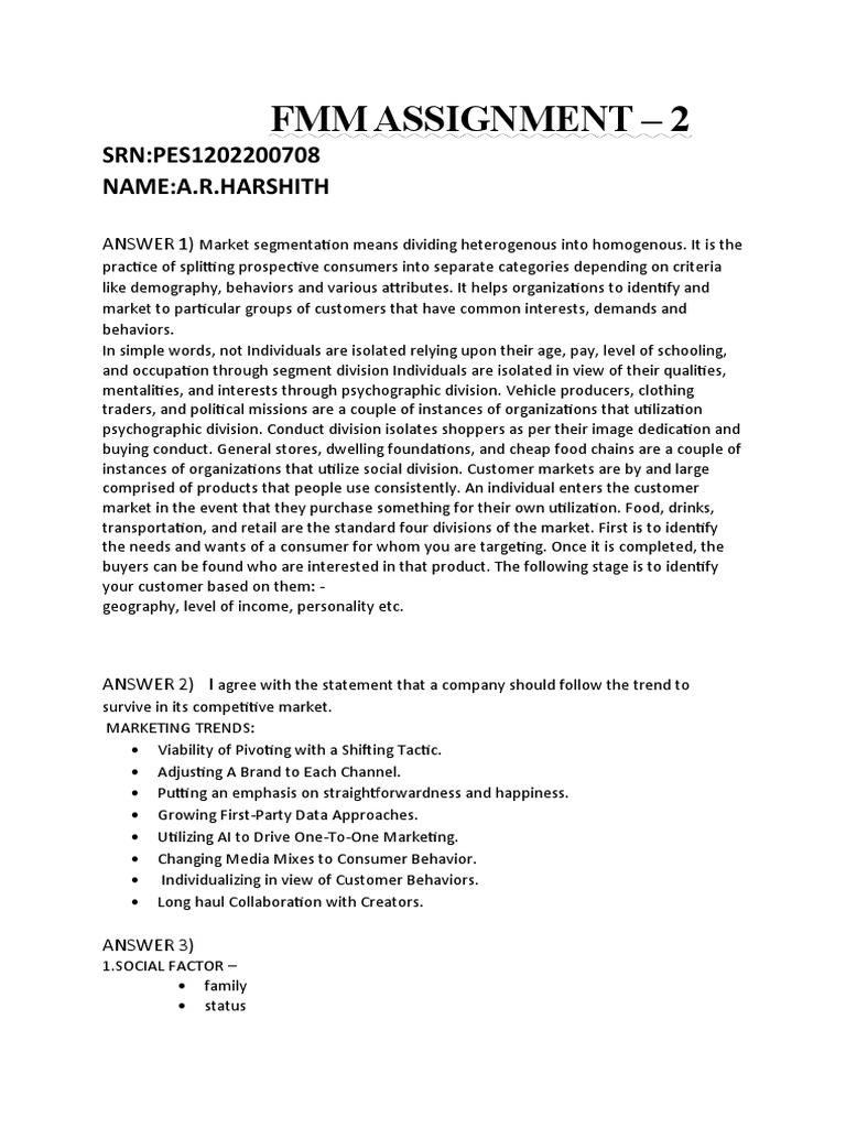 FMM Assignment | PDF | Career & Growth