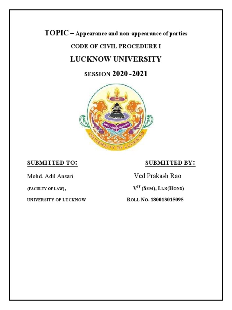 Appearance and Non Appearance of Parties in CPC | PDF