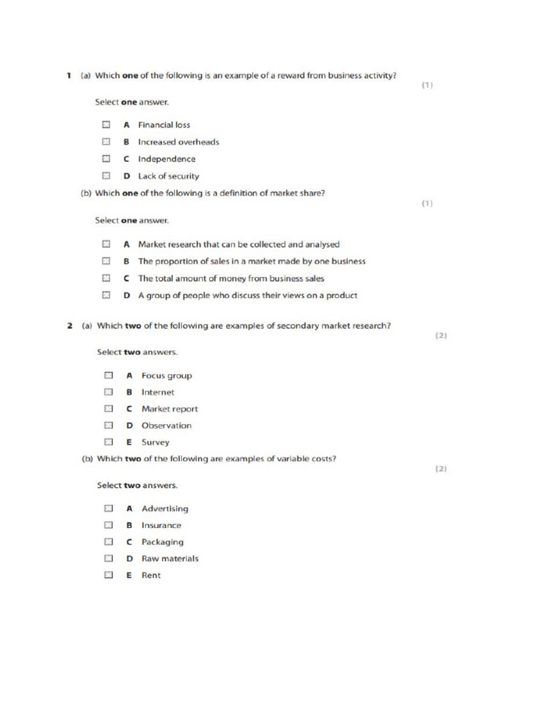 Business Past Paper | PDF