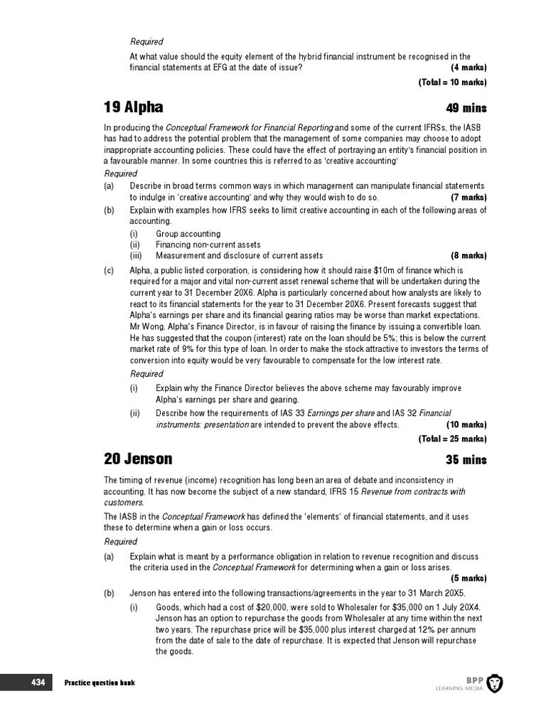 Alpha | PDF | International Financial Reporting Standards | Repurchase Agreement