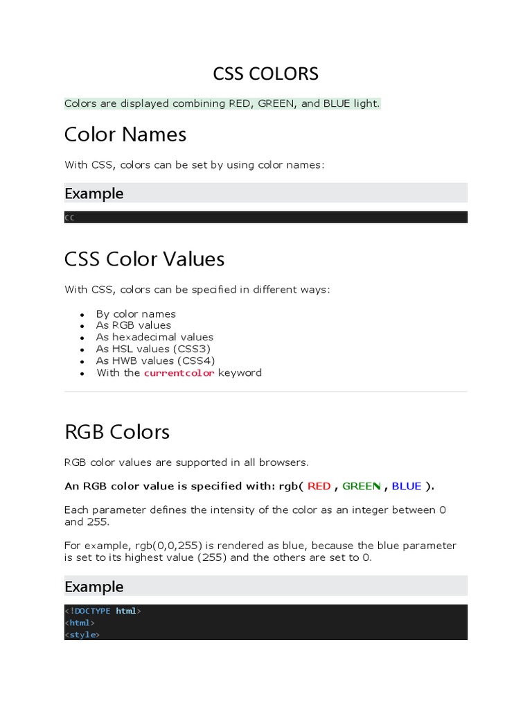 1.1. CSS Colors | PDF