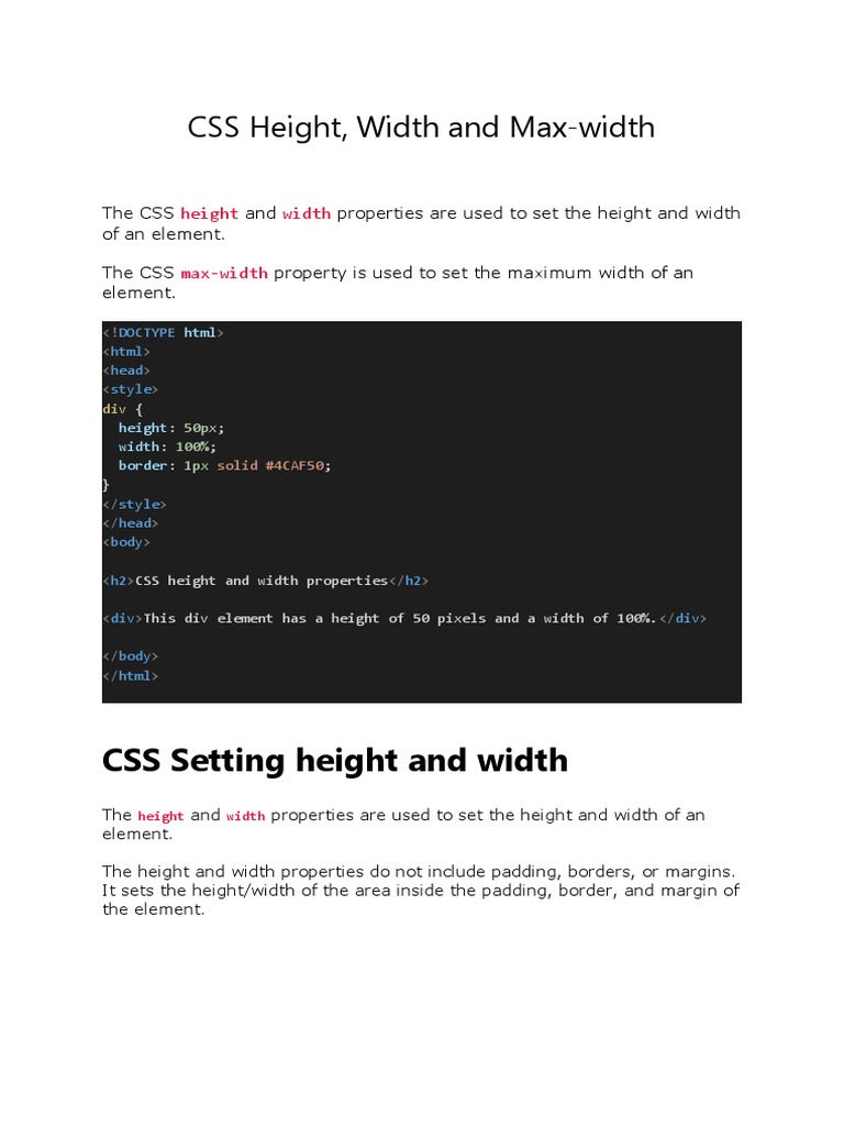 5.CSS Height, Width | PDF | Interactive Media | Computer File Formats