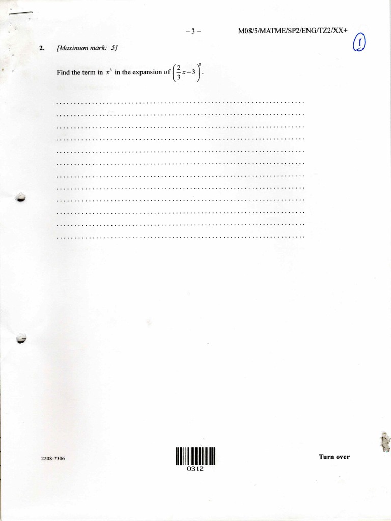 Ib Aasl Aahl Binomial Theorem p2 Ws1 QP + Ans | PDF