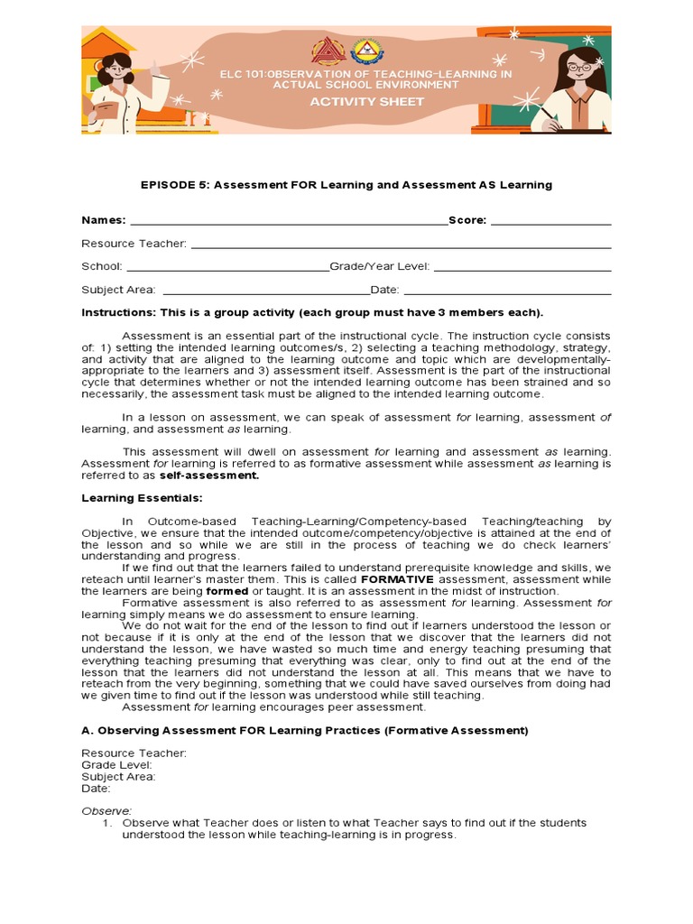 Elc 101 Worksheet 5 | Download Free PDF | Educational Assessment ...