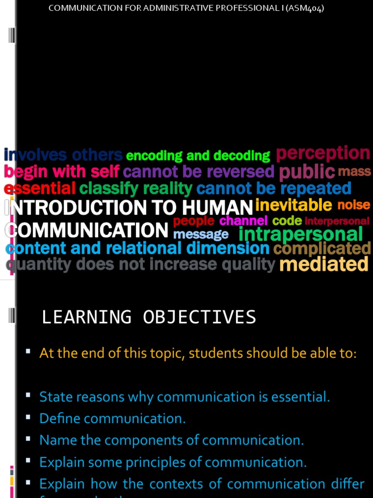 TOPIC 1 - Introduction To Human Communication | PDF | Communication ...