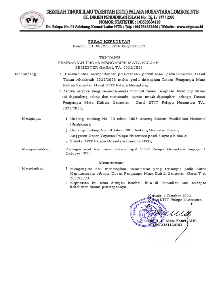 Jadwal Perkuliahan Semester Gasal TA 2022-2023 Fix | PDF