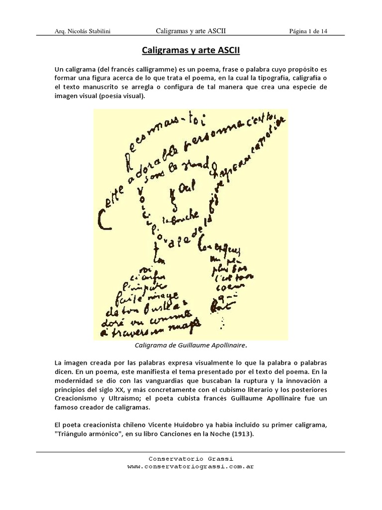 Caligramas y Arte ASCII: Definición y Ejemplos | PDF | Las artes ...