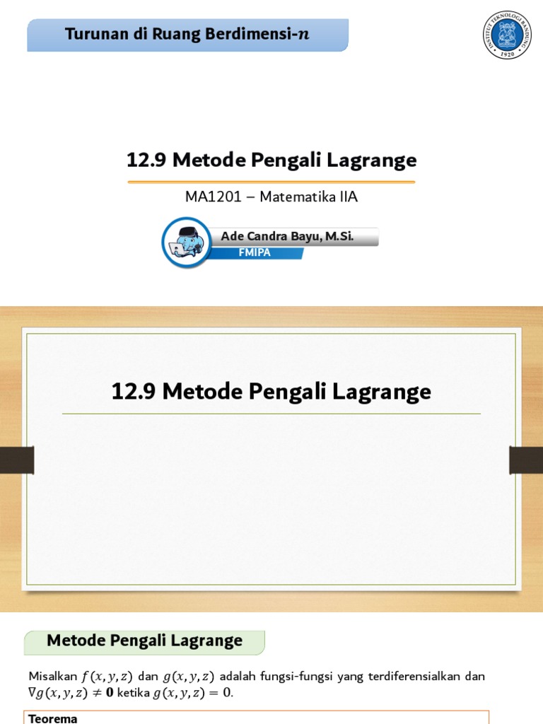MA1201 K15 - 129 Metode Pengali Lagrange | PDF