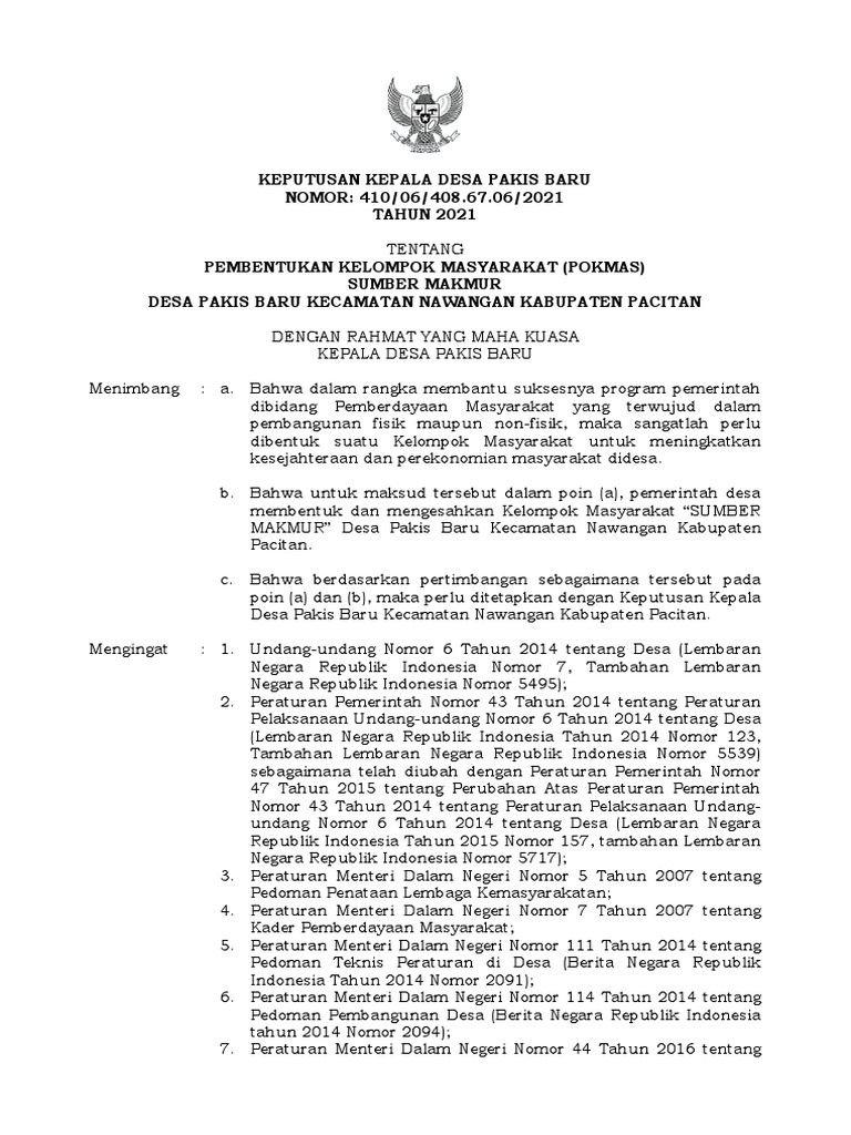 SK Dari Kepala Desa | PDF