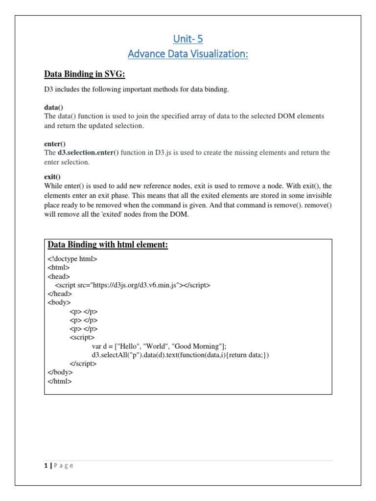 DV - Unit-5 - Advance DV | PDF | Data Management | Computer Programming