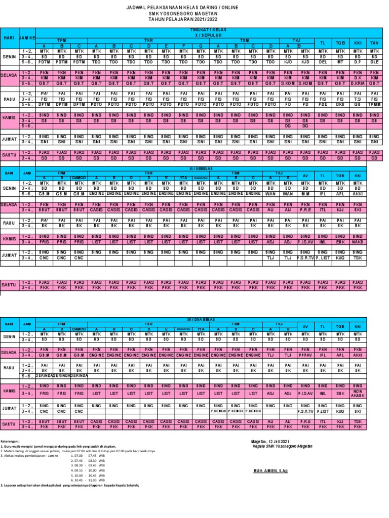 Jadwal Daring Semester Ganjil 2021-2022 | PDF