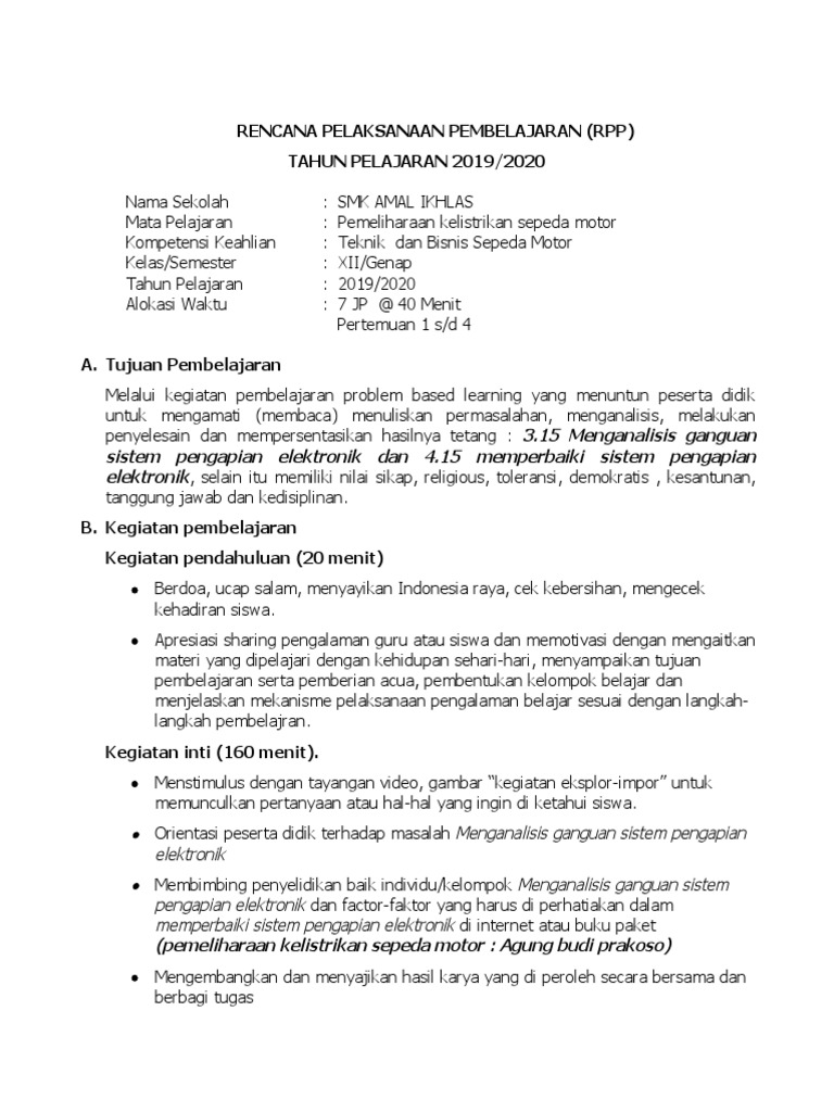 RPP PKSM XI TSM Fix | PDF