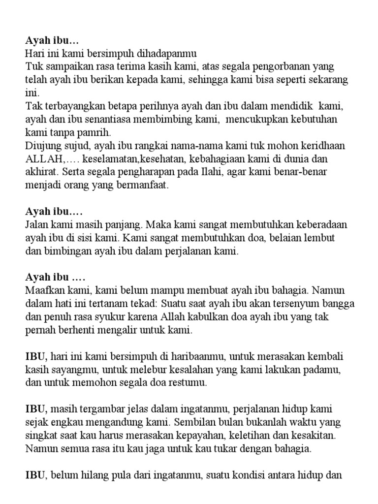 Teks Sungkem Wisuda | PDF | Puisi