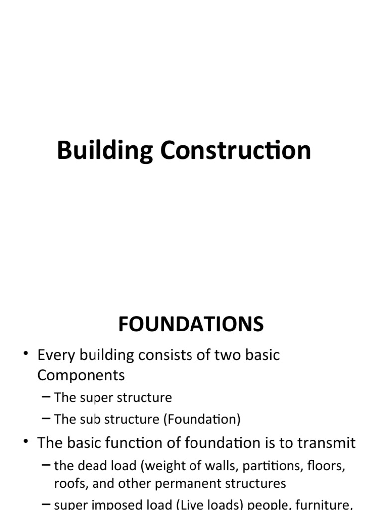 Building Construction Lecture Note .2 | PDF | Deep Foundation | Window