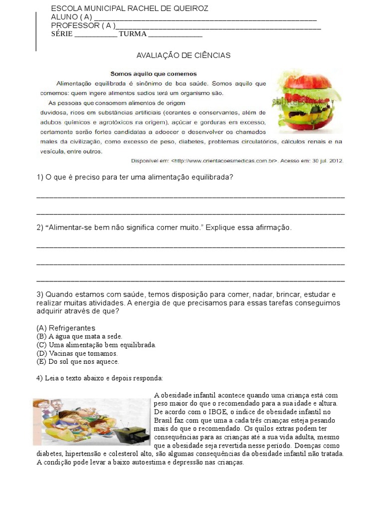 Prova 5° Ano Ciencias | PDF