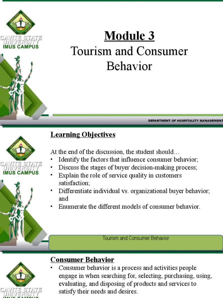 Module 3 Tourism And Consumer Behavior Pdf