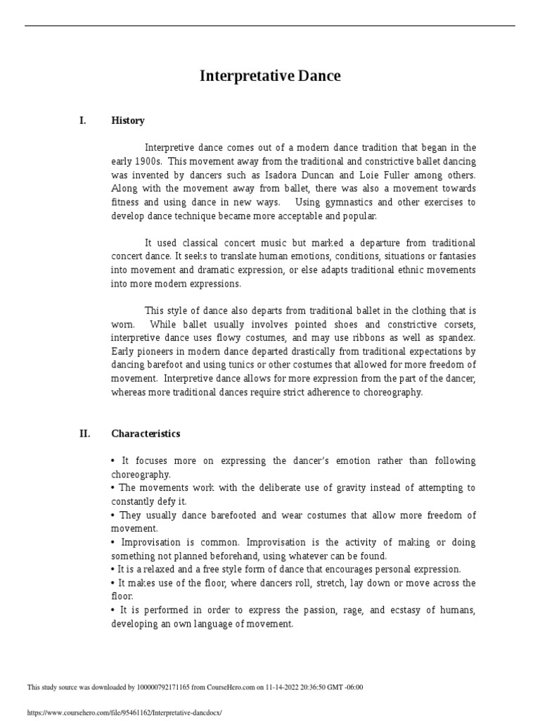 Interpretative Danc | PDF | Dances | Performing Arts