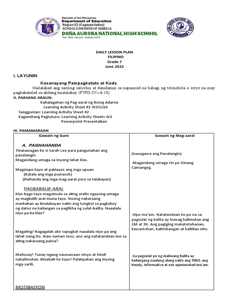 DLP COT 4 Ibong Adarna | PDF