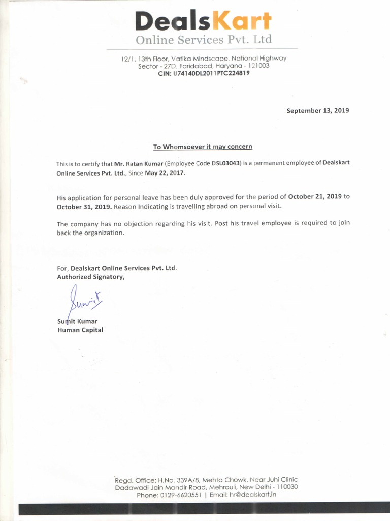 Leave Letter | PDF