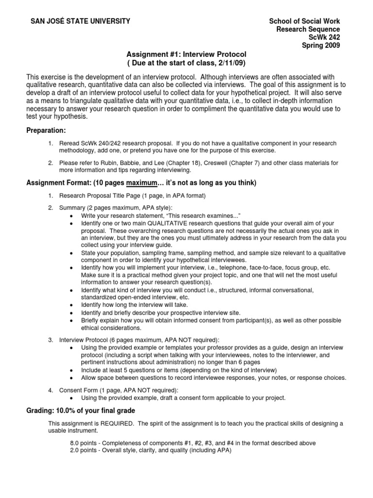 242 Assignment 1 Interview Protocol | PDF