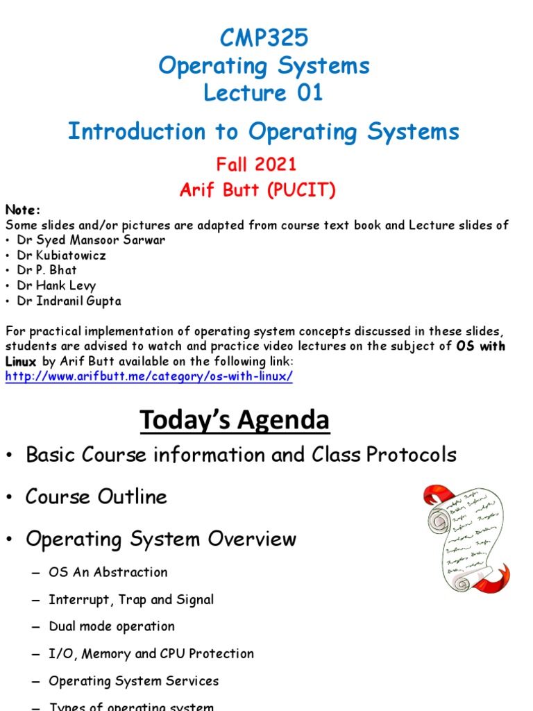 Lecture 01 Intro To CMP325 2021 | PDF | Operating System | Process (Computing)