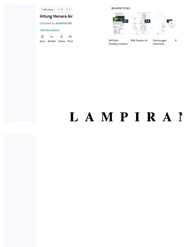 Perhitungan Menara Air dan Beban | PDF