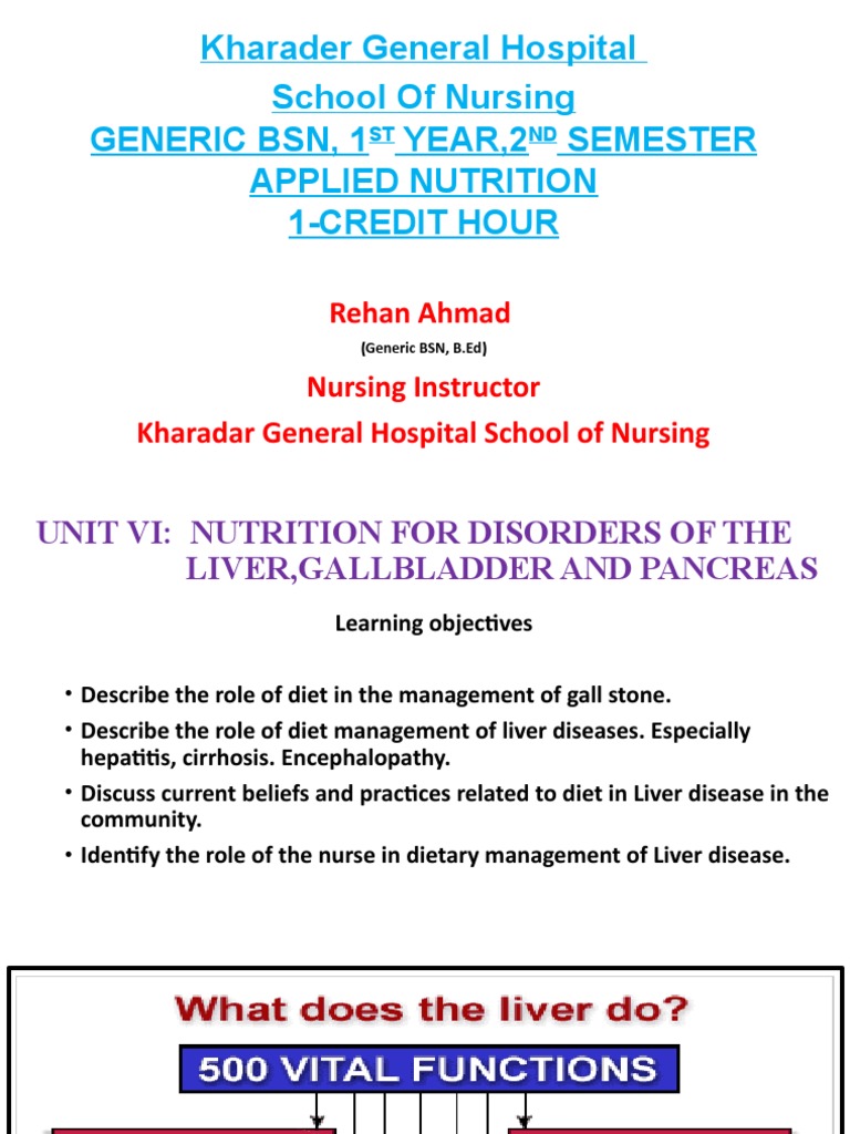 Unit-6 Nutrition For Disorders of The Liver, Gallbladder and Pancreas ...