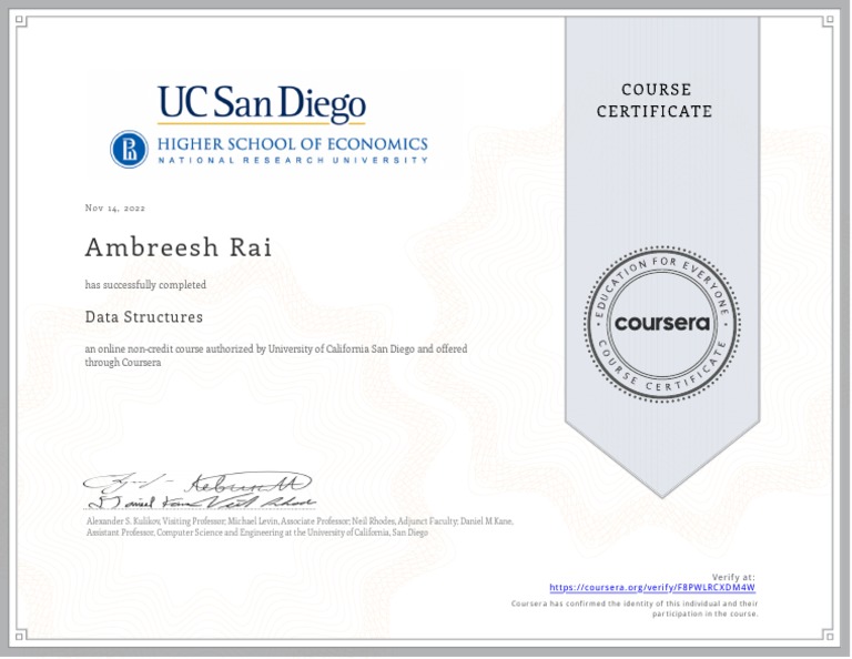 Coursera Dsa Certificate | PDF | Computers